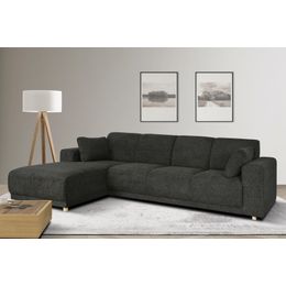 Ecksofa Home Affaire "LEMPS wahlweise Recamiere links oder rechts L-Form", grau (anthrazit), B:297cm H:85cm T:162cm, 100% Polyester, Sofas, Ecksofa, incl. Zierkissen, Stellma&szlig;e 297x162 cm