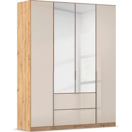 Drehtürenschrank Rauch "Kleiderschrank Kleiderschränke Schrank Garderobe AGORDO mit Glasfront" Schränke Gr. B/H/T: 181 cm x 229 cm x 54 cm, 4 St., beige (eiche artisan, glas champagner) mit Außenschubkästen, in 6 Breiten und 2 Höhen MADE IN GERMANY