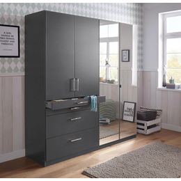 Kleiderschrank Rauch "Harburg Bestseller im Schlafzimmer" Schränke Gr. B/H/T: 181 cm x 197 cm x 54 cm, 4 St., grau (graumetallic) Schlafzimmerschrank Schrank Garderobe mit Spiegel