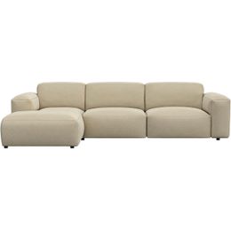 Ecksofa FLEXLUX "Lucera bequem und komfortabel durch hochwertigen Sitzaufbau, L.Form", beige (sandy beige), B:284cm H:73cm T:171cm, 100% Polyester, Sofas, Ecksofa, modern & anschmiegsam, Kaltschaum, Stahl-Wellenunterfederung