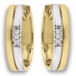 Paar Creolen Vivance "0.03 ct Diamant Brillant Ohrringe aus 585 Gelbgold" Gr. Damen, 0.03 ct mit Diamant, Diamanten, goldfarben (gold) Damen Gold Schmuck