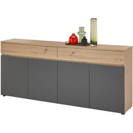 HBZ-MEBLE Sideboard HBZ "Lille" Sideboards Gr. B/H/T: 200 cm x 86 cm x 38 cm, 2 St., schwarz (artisan eiche, anthrazit) mit LED-Beleuchtung, Wohnzimmerschrank in Eiche Artisan NB