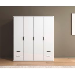 Drehtürenschrank Rauch "Kleiderschrank Schrank Garderobe Wäscheschrank ESSEA 4-türig" Schränke Gr. B/H/T: 168 cm x 188 cm x 52 cm, 4 St., weiß (alpinweiß) Breite 168 cm mit 4 Schubladen und modernen Griffen MADE IN GERMANY Bestseller