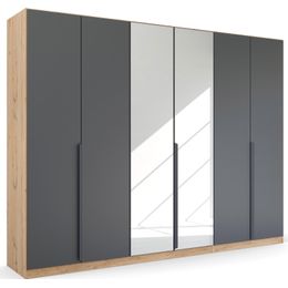 Drehtürenschrank Rauch "Dark&Wood by Quadra Spin" Schränke Gr. B/H/T: 271cm x 210cm x 54cm, 6 St., braun (eiche artisan/grau metallic) im Industrial Style mit Metallgriffstangen, Spiegel