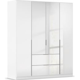 Drehtürenschrank Rauch "Kleiderschrank Kleiderschränke Schrank Garderobe AGORDO mit Glasfront" Schränke Gr. B/H/T: 181 cm x 210 cm x 54 cm, 4 St., weiß (alpinweiß, glas kristallweiß) mit Außenschubkästen, in 6 Breiten und 2 Höhen MADE IN GERMANY