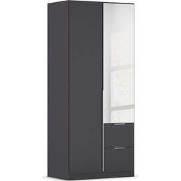 Drehtürenschrank Rauch "Kleiderschrank Schrank Garderobe AGORDO mit Dekor- oder Hochglanzfront" Schränke Gr. B/H/T: 91 cm x 210 cm x 54 cm, 2 St., grau (graumetallic) mit Außenschubkästen, in 6 Breiten und 2 Höhen MADE IN GERMANY