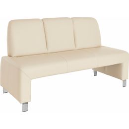 Polsterbank exxpo - SOFA FASHION Sitzbänke Gr. B/H/T: 162 cm x 91 cm x 67 cm, NaturLEDER, beige (keramik) hohe Bodenfreiheit, frei im Raum stellbar, hoher Sitzkomfort