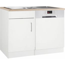 Spülenschrank KOCHSTATION "KS-Utah", weiß (weiß matt), B:110cm H:85cm T:60cm, Schränke, Breite 110 cm, mit Tür/Sockel für Geschirrspüler