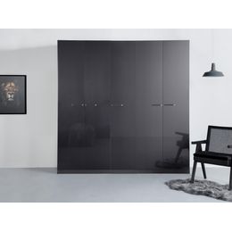 Drehtürenschrank Rauch "Kleiderschrank Schrank Garderobe TOPSELLER OTELI inkl. Inneneinteilung" Schränke Gr. B/H/T: 226cm x 229cm x 54cm, Ohne Spiegel, grau (graumetallic/hochglanz effektgrau) mit 3 Innenschubladen extra Böden optional Spiegel MADE IN GERMANY