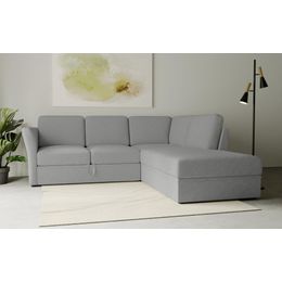 Ecksofa Home Affaire "Lavars, L-Form, Schlafsofa", grau (warm grau), B:241cm H:90cm T:226cm, 62% Polypropylene, 38% Polyester, Sofas, Ecksofa, mit Bettfunktion und Stauraum, in zwei verschiedenen Bezugsqualit&auml;ten