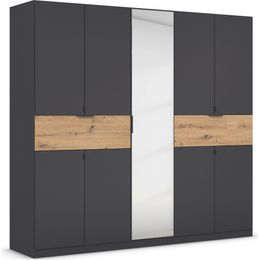 Drehtürenschrank Rauch "Kleiderschrank Schrank Garderobe Wäscheschrank TICAO mit 2 Schubladen" Schränke Gr. B/H/T: 226 cm x 210 cm x 54 cm, 9 St., grau (graumetallic, eiche artisan) die in der Höhe variabel positioniert werden können MADE IN GERMANY