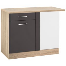 Eckunterschrank KOCHSTATION "KS-Haiti", grau (grau hg eiche), B:110cm H:85cm T:60cm, Schränke