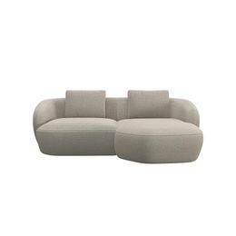 Wohnlandschaft FLEXLUX "Torino, rund, L-Form, Sofa-Ecke mit Recamiere, Longchair-Sofa", beige (natural), B:217cm H:85cm T:146cm, 100% Polyester, Sofas, Wohnlandschaft, Modernes, organisches Sofa-Design, Kaltschaum, Wellenunterfederung