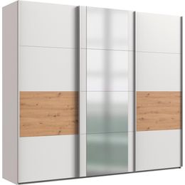 Schwebetürenschrank wimex "Barmbek Schlafzimmerschrank BESTSELLER Garderobenschrank" Schränke Gr. B/H/T: 270 cm x 236 cm x 64 cm, 3 St., weiß (weiß, artisan eiche nachbildung, spiegel) Kleiderschrank mit 2 Stoffboxen und zusätzlichen Böden, Spiegeltür