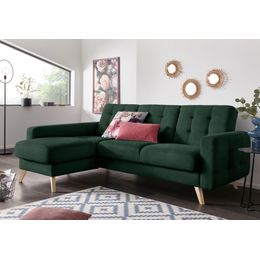 Ecksofa exxpo - SOFA FASHION "Nappa, kompakt und komfortabel, bequem, zeitloses Design, L-Form", braun (pine), B:222cm H:87cm T:156cm, Samtvelours (100% Polyester);Webvelours (100% Polyester), Sofas, Ecksofa, tolle Detailverarbeitung, inkl. Bettfunktion und Bettkasten