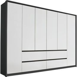 Drehtürenschrank Rauch "Mainz mit Passepartout" Schränke Gr. B/H/T: 275 cm x 212 cm x 58 cm, Ohne Beleuchtung, 6 St., grau (graumetallic, alpinweiß) optional mit Beleuchtung, Außentüren Push-to-Open Funktion