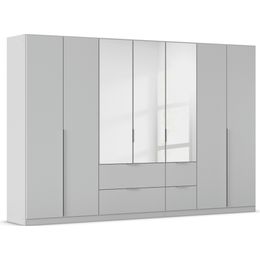 Drehtürenschrank Rauch "Kleiderschrank Schrank Garderobe AGORDO mit Dekor- oder Hochglanzfront" Schränke Gr. B/H/T: 315 cm x 210 cm x 54 cm, 7 St., grau (seidengrau) mit Außenschubkästen, in 6 Breiten und 2 Höhen MADE IN GERMANY