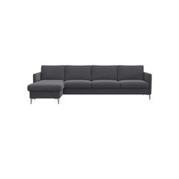Ecksofa FLEXLUX "Fiore, super Sitzkomfort durch Kaltschaum im Sitz, L-Form", grau (dervit grau), B:280cm H:85cm T:159cm, 100% Polyester, Sofas, Ecksofa, schmale Armlehnen, F&uuml;&szlig;e Alu+ Eiche
