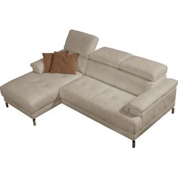 Ecksofa Egoitaliano "Soul, Design und Sitzkomfort auf hohem Niveau, tolle Details, L-Form", grau (opal grau), B:250cm H:99cm T:166cm, Luxus-Micofaser Lederoptik (100% Polyester) ist ein neues technisches Gewebe mit einem visuellen und taktilen Aspekt, der dem Nubuk sehr nahe kommt, mit innovativen Eigenschaften. Seine au&szlig;erordentliche Weichheit kommt von einem exklusiven Produktionsprozess, der Un