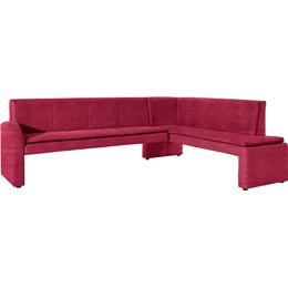 Eckbank exxpo - SOFA FASHION "Cortado, elegant und modern mit hohem Sitzkomfort" Sitzbänke Gr. B/H/T: 197cm x 89cm x 264cm, Luxus-Microfaser, langer Schenkel (Armlehne) links, rot hohe Bodenfreiheit, schöne Detailverarbeitung, wahlweise Lederbezug