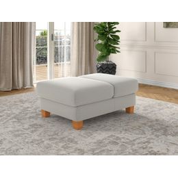 Sit & More Polsterhocker SIT & MORE "Dundee", silber, B:75cm H:46cm, Hocker, Polsterhocker, mit Klappfunktion, Federkern und hochwertigen Massivholzf&uuml;&szlig;en