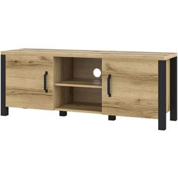 Lowboard Home Affaire "Olin WM" Sideboards Gr. B/H/T: 147 cm x 57 cm x 43 cm, braun (eichefarben grand natur, schwarz supermatt)