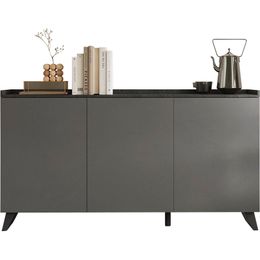 Sideboard Inosign "Tray, Breite 181, Kommode mit 3 Türen" Sideboards Gr. B/H/T: 181 cm x 99 cm x 42 cm, grau (steingrau ardesia, bleigrau piombo) Top "Tablet", Push-to-open Funktion