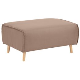 Hocker Home Affaire "Julia" Gr. B/H/T: 97cm x 47cm x 66cm, Luxus-Microfaser Lederoptik, Hockerfüße aus Massivholz, beige Polsterhocker Hocker mit Keder und Holzfüßen