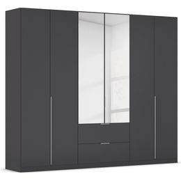 Drehtürenschrank Rauch "Kleiderschrank Schrank Garderobe AGORDO mit Dekor- oder Hochglanzfront" Schränke Gr. B/H/T: 271 cm x 229 cm x 54 cm, 6 St., grau (graumetallic) mit Außenschubkästen, in 6 Breiten und 2 Höhen MADE IN GERMANY