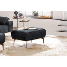 Polsterhocker W.Schillig "run", schwarz (nachtschwarz z73), B:75cm H:46cm T:60cm, Longlife Xtra-Leder Z73: Naturwalkleder der Luxusklasse aus den erlesensten Rohh&auml;uten. Hautst&auml;rke 1, 1 &ndash; 1, 3 mm;ROHLEDER Chenille-Flachgewebe Q2 W77 (68% Polyacryl, 32% Polyester);Stoff S37 (100% Polyester), Hocker, Polsterhocker, mit Holzsockel, F&uuml;&szlig;e in Bronze pulverbeschichtet, Breite 75 cm