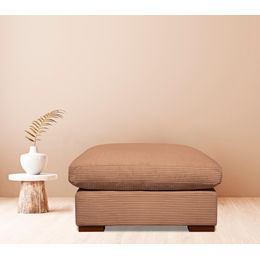 Polsterhocker Home Affaire "Coray" Hocker Gr. B/H/T: 92cm x 47cm x 92cm, Cord, braun (light brown) mit Federn und Daunen