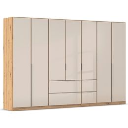 Drehtürenschrank Rauch "Kleiderschrank Kleiderschränke Schrank Garderobe AGORDO mit Glasfront" Schränke Gr. B/H/T: 315 cm x 210 cm x 54 cm, 7 St., beige (eiche artisan, glas champagner) mit Außenschubkästen, in 6 Breiten und 2 Höhen MADE IN GERMANY