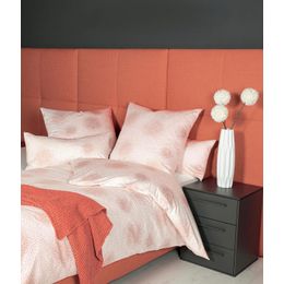 Bettwäsche Janine "CARMEN S 55048" Gr. B/L: 155cm x 200cm, , Interlock-Jersey, B/L: 80cm x 80cm, orange (siena) mit Reißverschluss