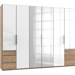 Kleiderschrank wimex "Level by fresh to go" Schränke Gr. B/H/T: 300cm x 236cm x 58cm, 6 St., braun (plankeneichefarben/weißglas) Drehtürenschrank Kleiderschrank Schränke mit Glas-und Spiegeltüren