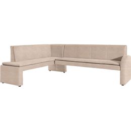 Eckbank exxpo - SOFA FASHION "Cortado, elegant und modern mit hohem Sitzkomfort" Sitzbänke Gr. B/H/T: 197cm x 89cm x 264cm, Luxus-Microfaser, langer Schenkel (Armlehne) rechts, beige hohe Bodenfreiheit, schöne Detailverarbeitung, wahlweise Lederbezug