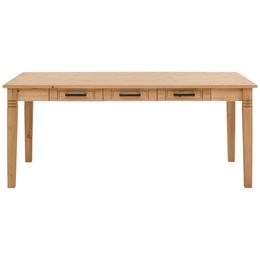 Esstisch Home Affaire "Anabel" Tische Gr. B/H/T: 180cm x 75cm x 90cm, beige (natur + natur) aus massiver Kiefer, 6 Schubladen unter der Tischplatte, Breite 180 cm