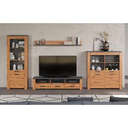 TV-Wand Home Affaire "Ambres" Kastenmöbel-Sets Gr. B/H/T: 409 cm x 199 cm x 50 cm, braun (artisan eiche melamin, matera melamin) Modernes TV SET, Echtholzoptik, Breite ca. 409 cm, matt