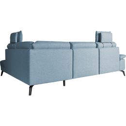 Ecksofa Alina, blau (hellblau gba 6), B:243cm H:118cm T:210cm, Struktur GBA (100% Polyester), Sofas, Ecksofa, inkl. Kopfst&uuml;tzen, wahlweise mit Relaxfunktion, Breite: 243 cm