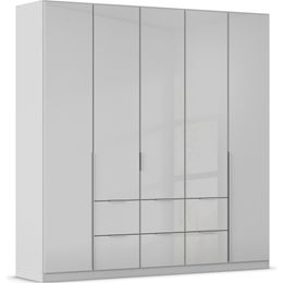 Drehtürenschrank Rauch "Kleiderschrank Kleiderschränke Schrank Garderobe AGORDO mit Glasfront" Schränke Gr. B/H/T: 226 cm x 229 cm x 54 cm, 5 St., grau (seidengrau, glas seidengrau) mit Außenschubkästen, in 6 Breiten und 2 Höhen MADE IN GERMANY