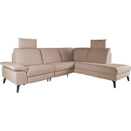 Ecksofa Alina, beige (beige gba 2), B:243cm H:118cm T:210cm, Struktur GBA (100% Polyester), Sofas, Ecksofa, inkl. Kopfst&uuml;tzen, wahlweise mit Relaxfunktion, Breite: 243 cm