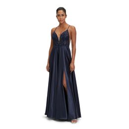 Abendkleid Vera Mont "Vera Mont mit Placement" Gr. 38, Normalgrößen, blau (night sky) Damen Kleider Effektgarn