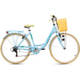 KS-Cycling Cityrad KS CYCLING "Cantaloupe" Fahrräder Gr. 48 cm, 28 Zoll (71,12 cm), blau (blau, blau) für Damen, Kettenschaltung