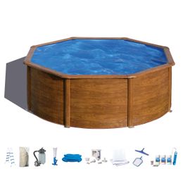 Rundpool MY POOL BWT Schwimmbecken Gr. Ø/B/H/L: 550 cm x Breite Höhe 132 cm x Länge, 29000 l, braun in moderner Holzoptik, verschiedene Größen