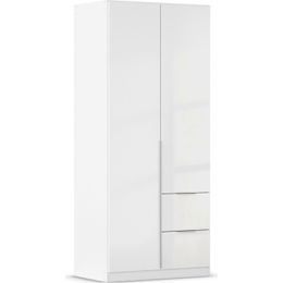 Drehtürenschrank Rauch "Kleiderschrank Schrank Garderobe AGORDO mit Dekor- oder Hochglanzfront" Schränke Gr. B/H/T: 91 cm x 210 cm x 54 cm, 2 St., weiß (alpinweiß, hochglanz weiß) mit Außenschubkästen, in 6 Breiten und 2 Höhen MADE IN GERMANY