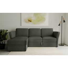 Ecksofa Home Affaire "Lavars, L-Form, Schlafsofa", gr&uuml;n (khaki), B:242cm H:90cm T:155cm, 62% Polypropylene, 38% Polyester, Sofas, Ecksofa, mit Bettfunktion und Stauraum, in zwei verschiedenen Bezugsqualit&auml;ten