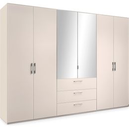 Drehtürenschrank SET ONE BY Musterring "Henderson" Schränke Gr. B/H/T: 301cm x 223cm x 60cm, 6 St., beige (champagner) mit Spiegel und 3 Schubladen, inkl. Fachböden Kleiderstangen