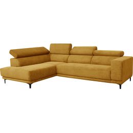 Ecksofa Alina "Hikari", gelb (honiggelb gct 95), B:302cm H:102cm T:210cm, Cord GCT (92% Polyester, 8% Nylon), Sofas, Ecksofa, wahlweise mit Sitzvorzug, in modernem Cordstoff, Breite 302 cm