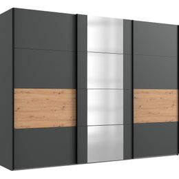 Schwebetürenschrank wimex "Barmbek Schlafzimmerschrank BESTSELLER Garderobenschrank" Schränke Gr. B/H/T: 313 cm x 236 cm x 64 cm, 3 St., braun (graphit, artisan eiche nachbildung, spiegel) Kleiderschrank mit 2 Stoffboxen und zusätzlichen Böden, Spiegeltür