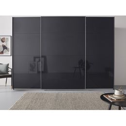 Schwebetürenschrank Rauch "Kleiderschrank Schrank Garderobe TOPSELLER OTELI inkl. Inneneinteilung" Schränke Gr. B/H/T: 315 cm x 229 cm x 62 cm, grau (graumetallic, hochglanz effektgrau) mit 3 Innenschubladen sowie zusätzlichen Einlegeböden MADE IN GERMANY