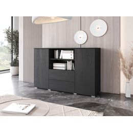 Sideboard Inosign "PARIS" Sideboards Gr. B/H/T: 140 cm x 88,5 cm x 39,5 cm, matt, schwarz (graphite black wp, graphite wp) Moderne 140cm breite grifflose Kommode, vielseitig einsetzbar